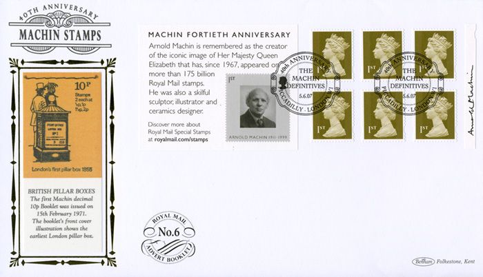 Self Adhesive: Machin 40 Years: 6 x 1st